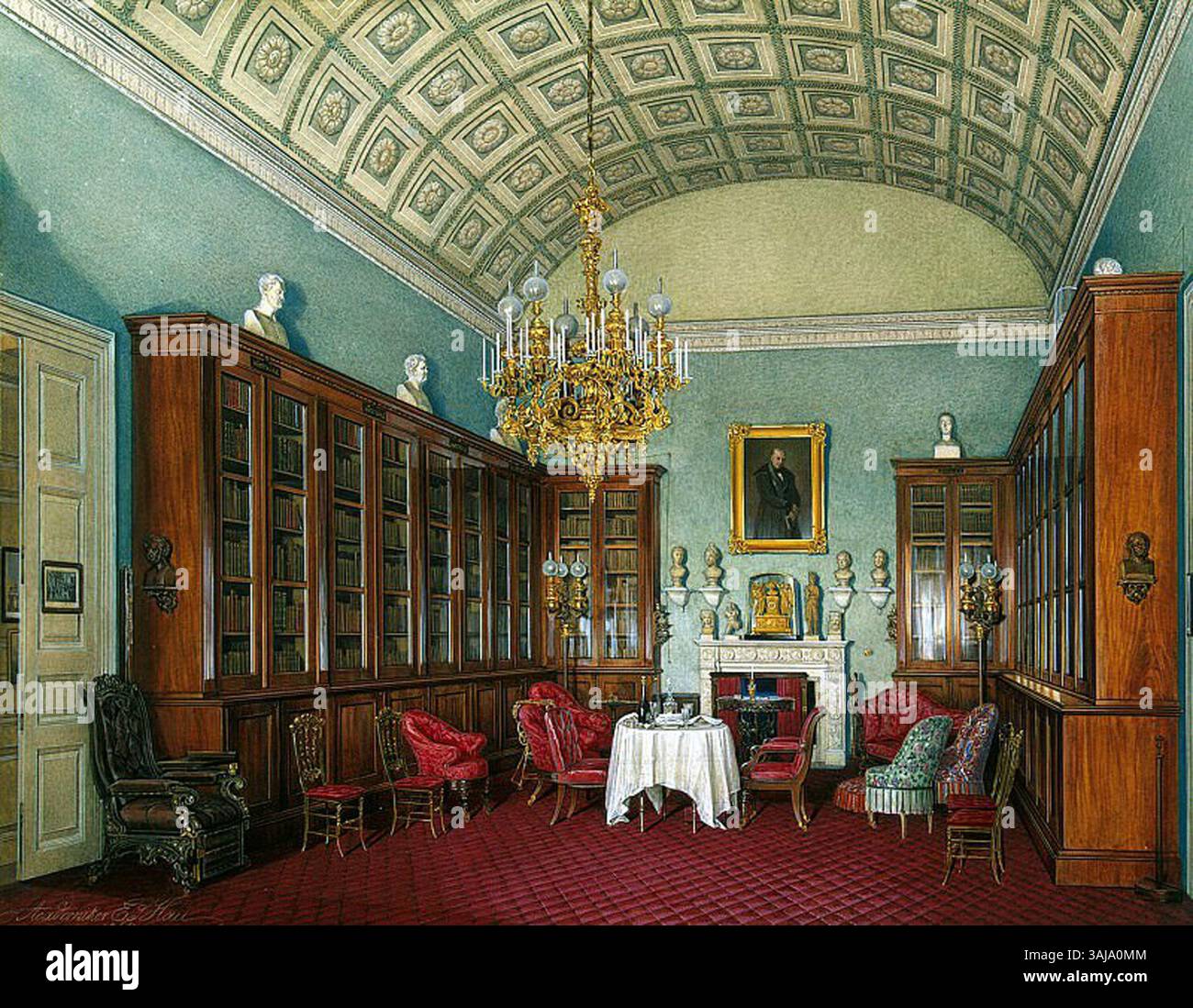 Eduard Hau’s 1867 watercolor illustrates the interiors of the Winter ...