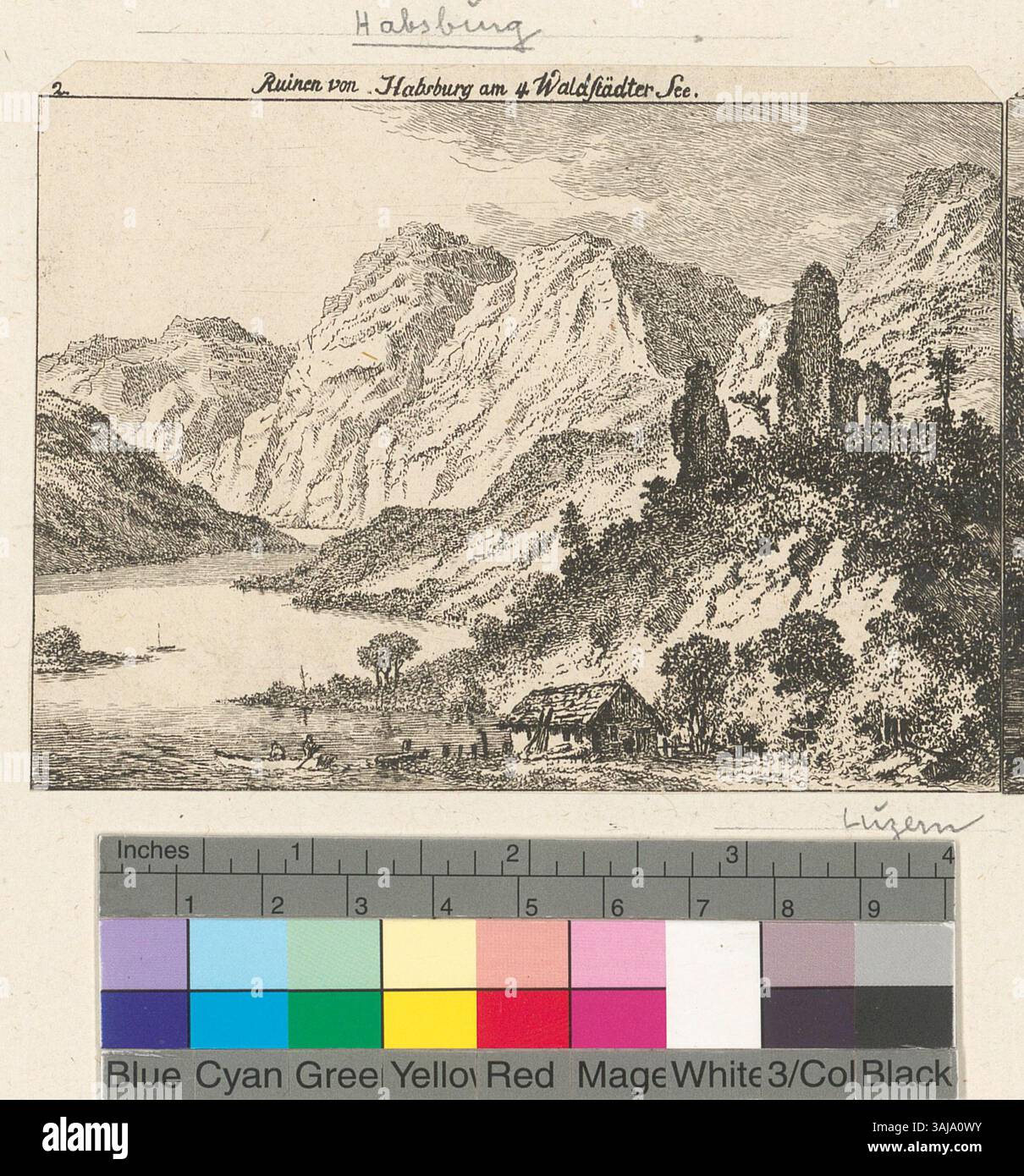 This etching from 1782 shows the ruins of Habsburg Castle located near ...