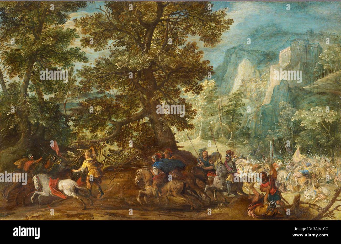 An anonymous painting depicting the death of Absalom as described in 2 ...