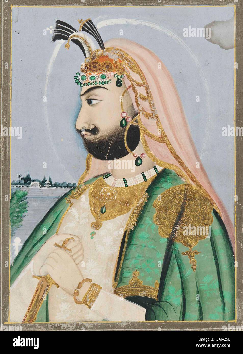 A 19th-century portrait of Sher Singh, emperor of the Sikhs. The ...