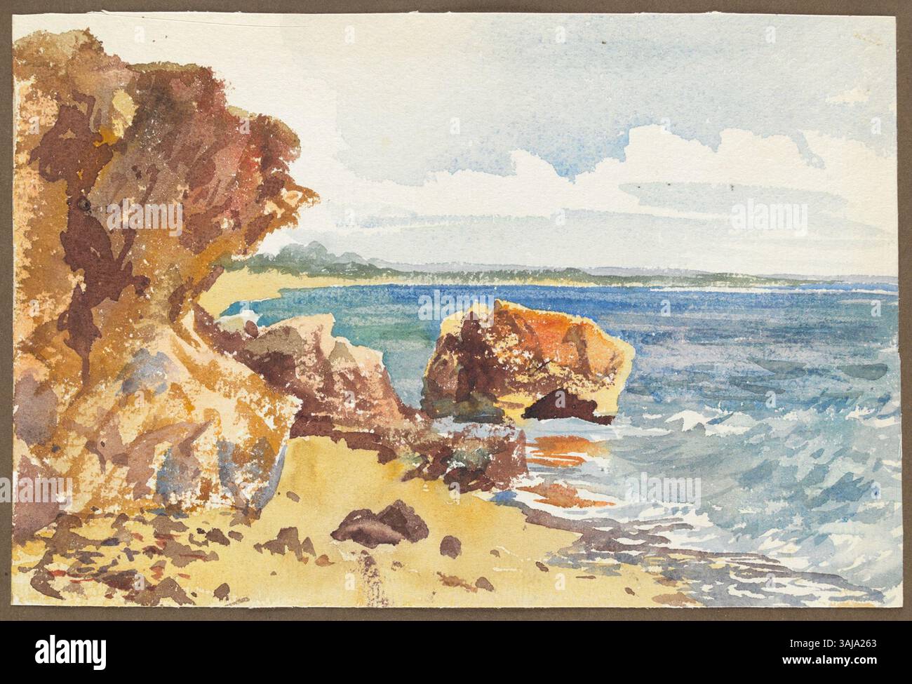This watercolor by Elizabeth Parsons depicts Red Bluff in St. Kilda ...