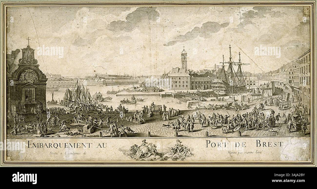 This circa 1752 engraving by Nicolas Ozanne depicts the military port ...