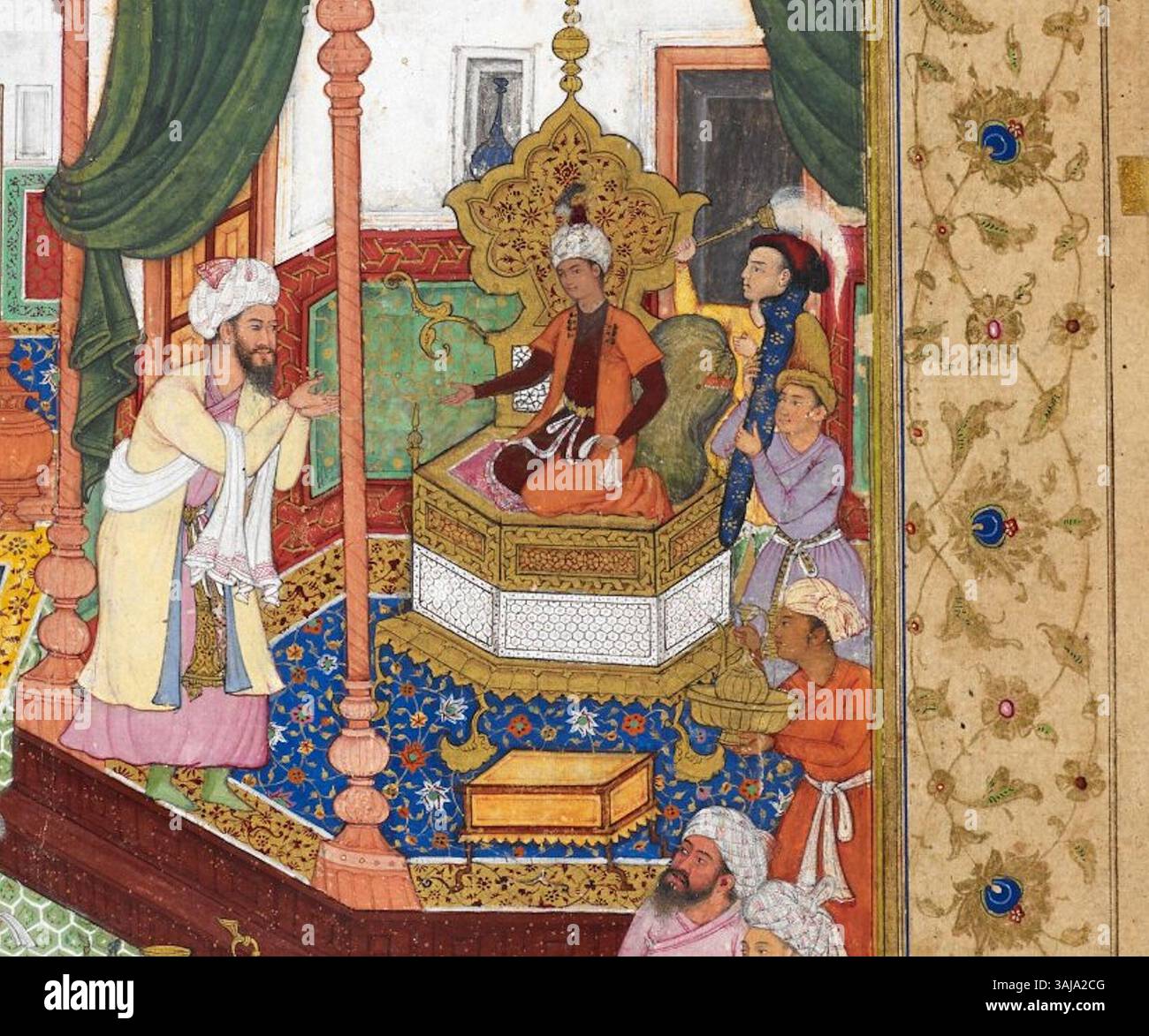 This painting from the Baburnama illustrates the enthronement of Babur ...