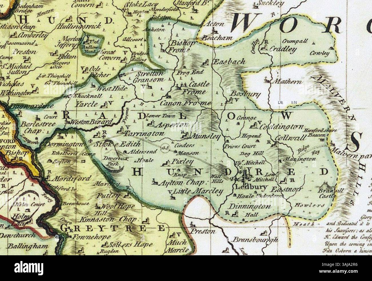 Emanuel Bowen's 1755 map shows Radlow Hundred, one of the ...