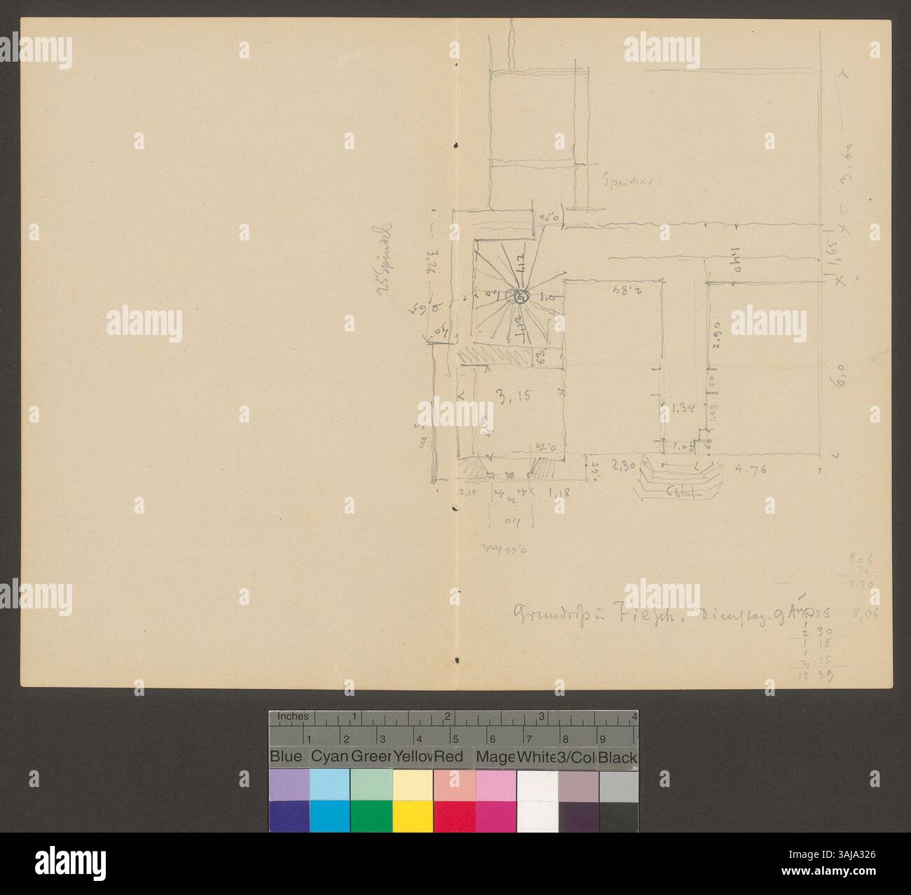 This 1898 drawing by Johann Rudolf Rahn shows a floor plan of Fiesch ...