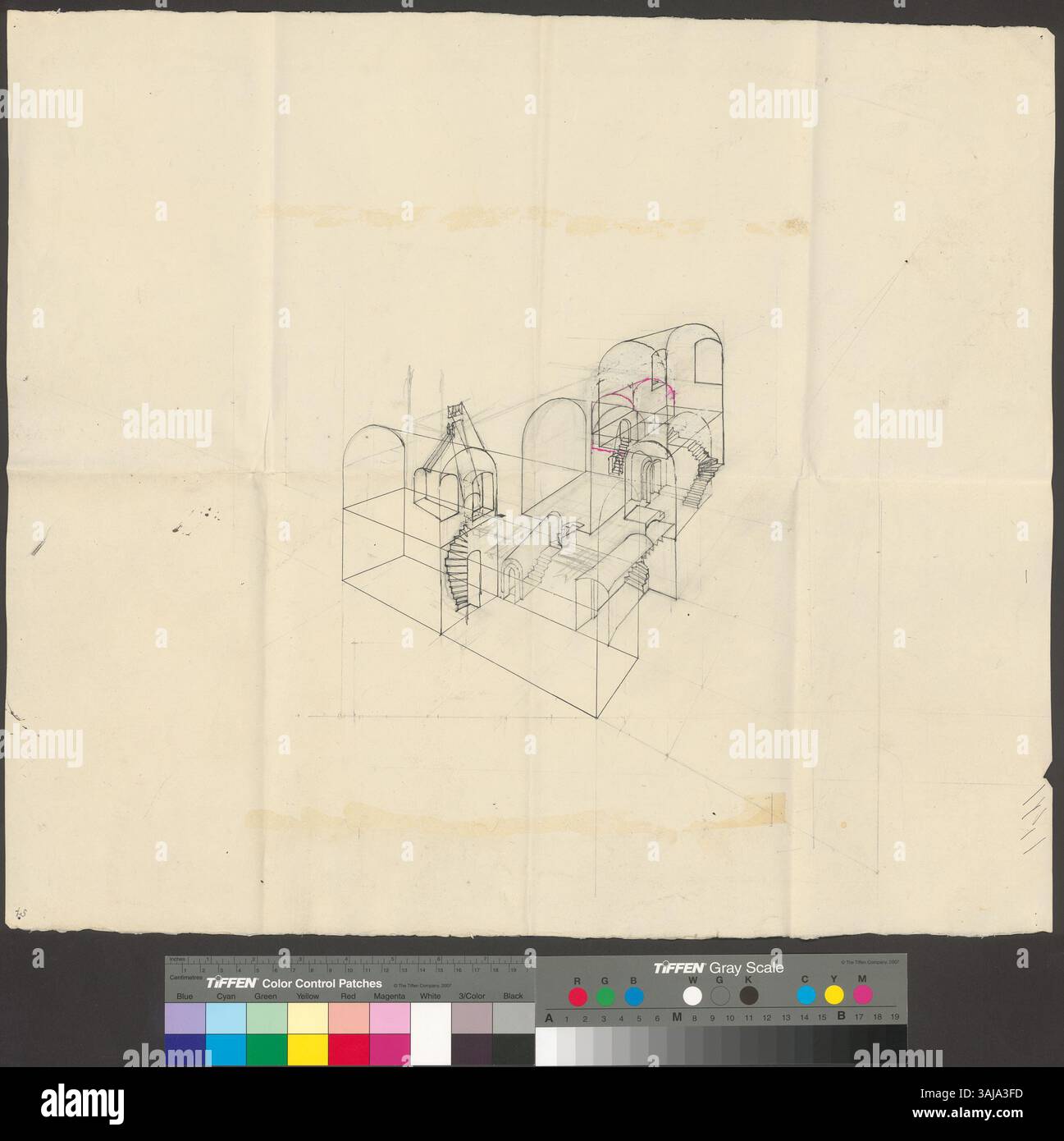 The depiction shows the vault system beneath the front castle of ...