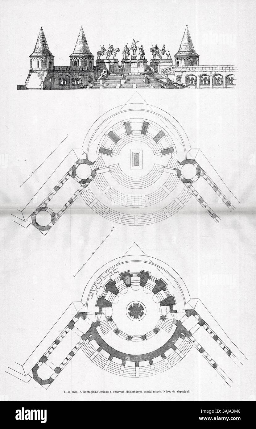 Frigyes Schulek’s 1894 drawing illustrates the detailed plans for the ...