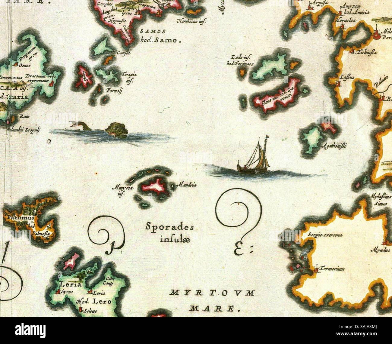 Map of the Cyclades created by Johann Lauremberg, a Danish cartographer ...