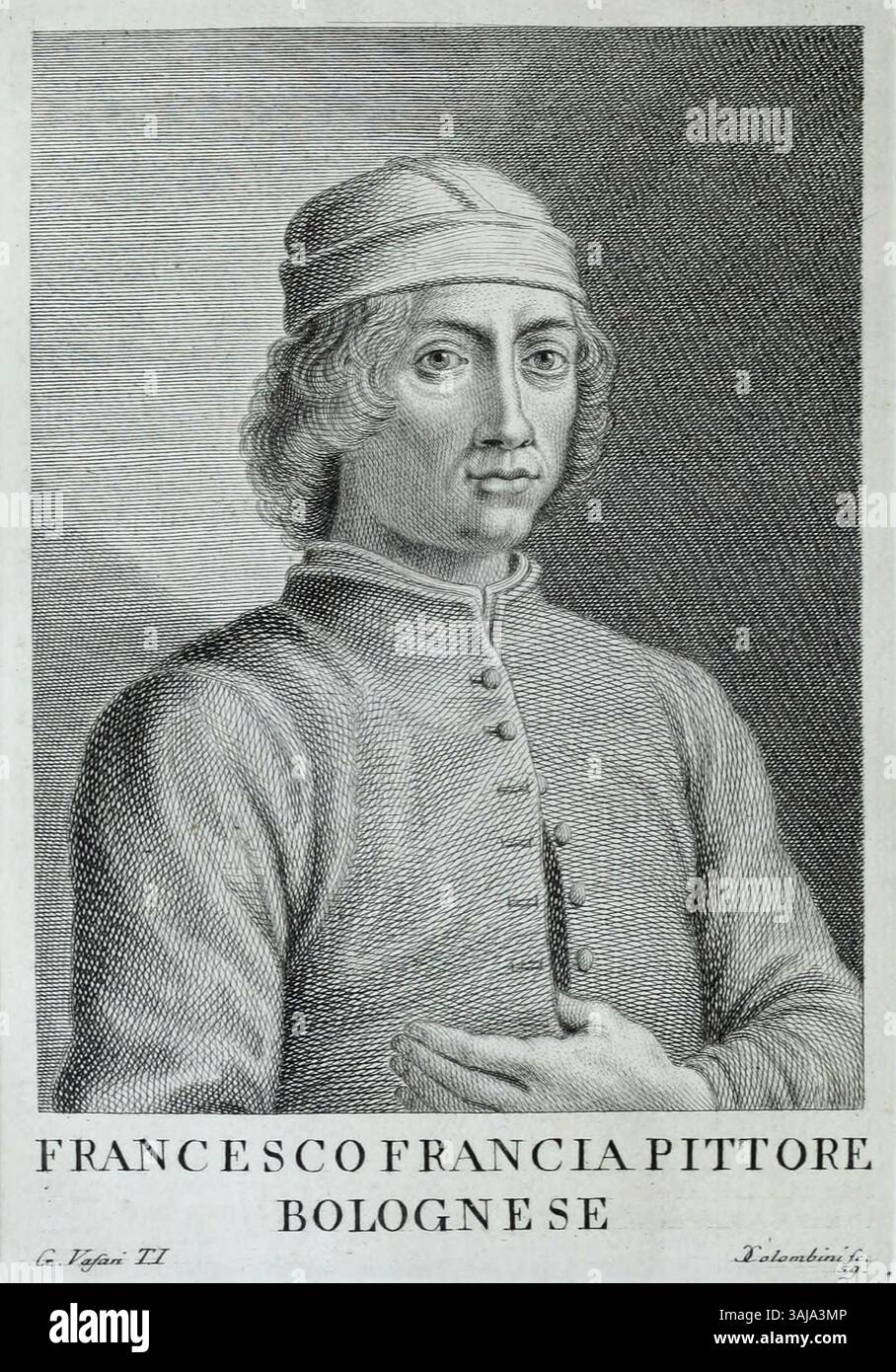 This 1769 portrait by Cosimo Colombini depicts Francesco Francia ...