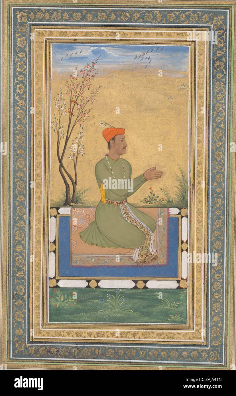 A portrait of Sultan Murad (1570–1599), the second son of Emperor Akbar ...