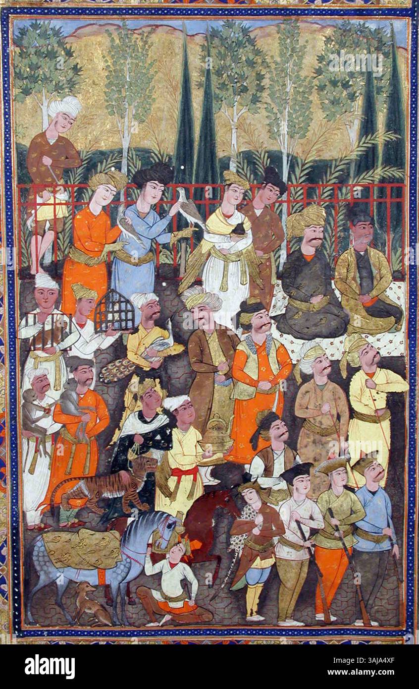 This manuscript painting from the 17th century depicts the enthronement ...