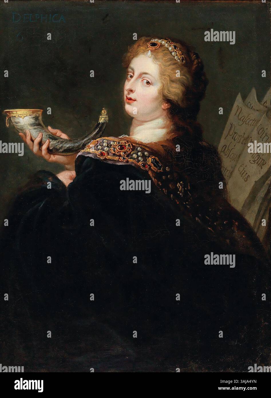 Jan van den Hoecke’s 'The Delphic Sibyl' is a 17th-century oil painting that depicts the ...