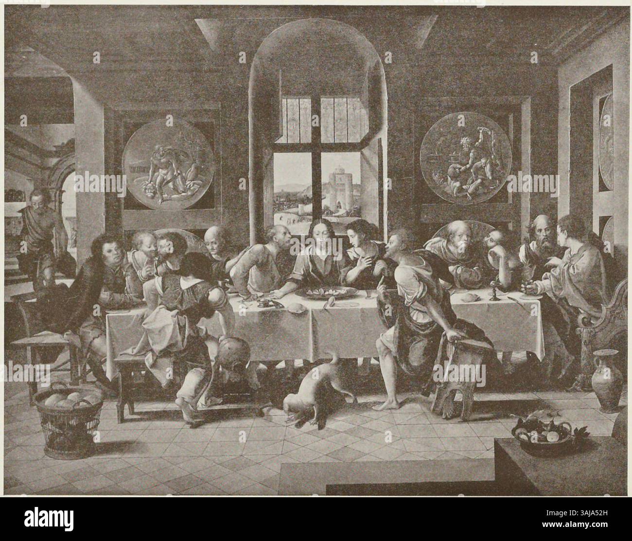 An artwork depicting the 'Last Supper' after Pieter Coecke van Aelst, painted in 1531, showing ...