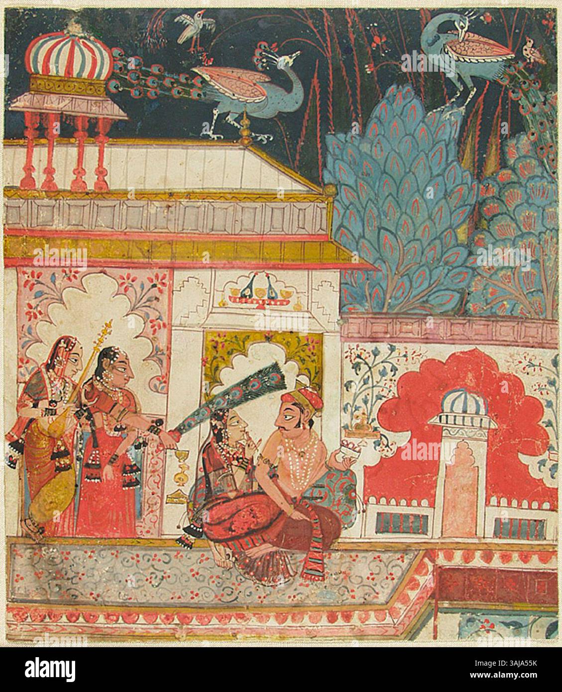 Painted around 1660, this artwork features a royal couple on a terrace ...