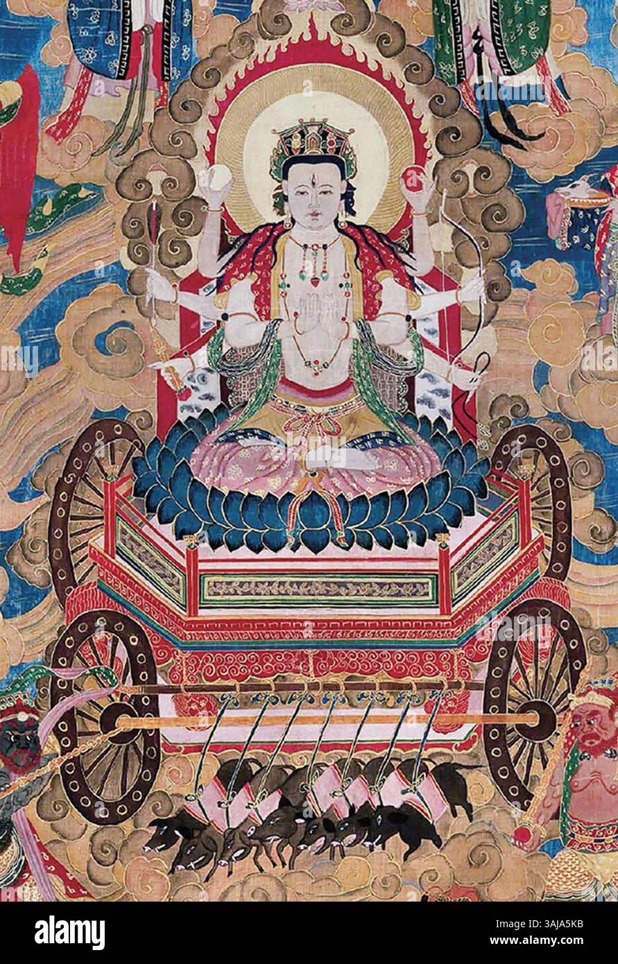 This Chinese painting from the Qing Dynasty (1644-1911) depicts a scene from the White Cloud ...