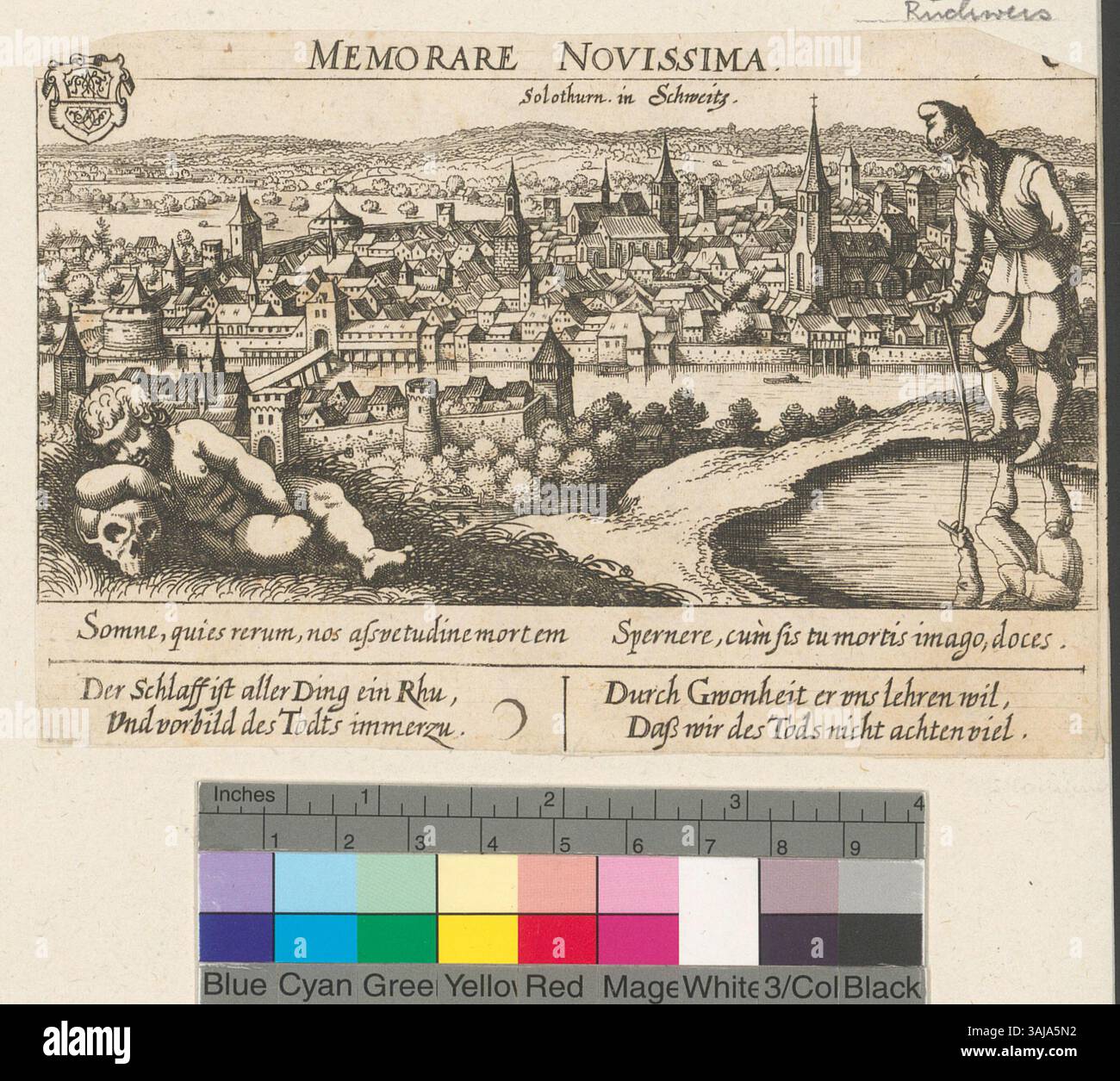 This 1626 engraving by an anonymous artist shows Solothurn with a ...