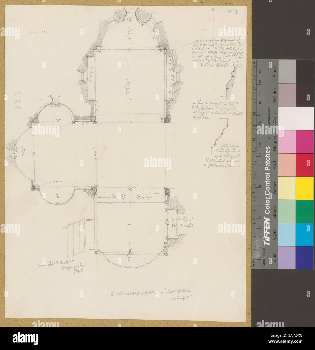 The image depicts the floor plan of the St. Ulrich Chapel in the ...