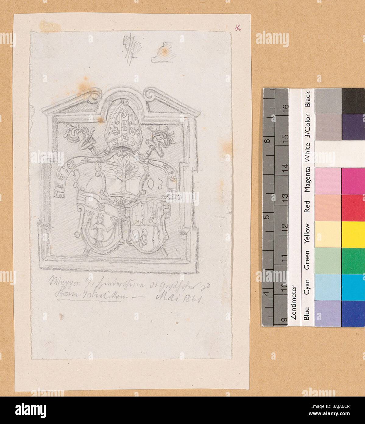 This 1861 drawing by Johann Rudolf Rahn shows the coat of arms on the ...