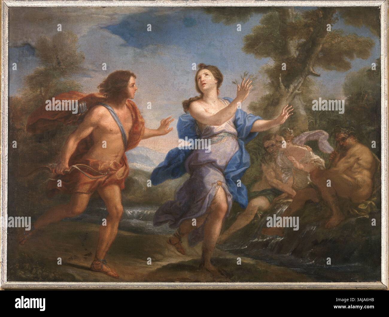 'Apollo en Daphne,' an anonymous Dutch painting circa 1700, depicts the mythological story of ...