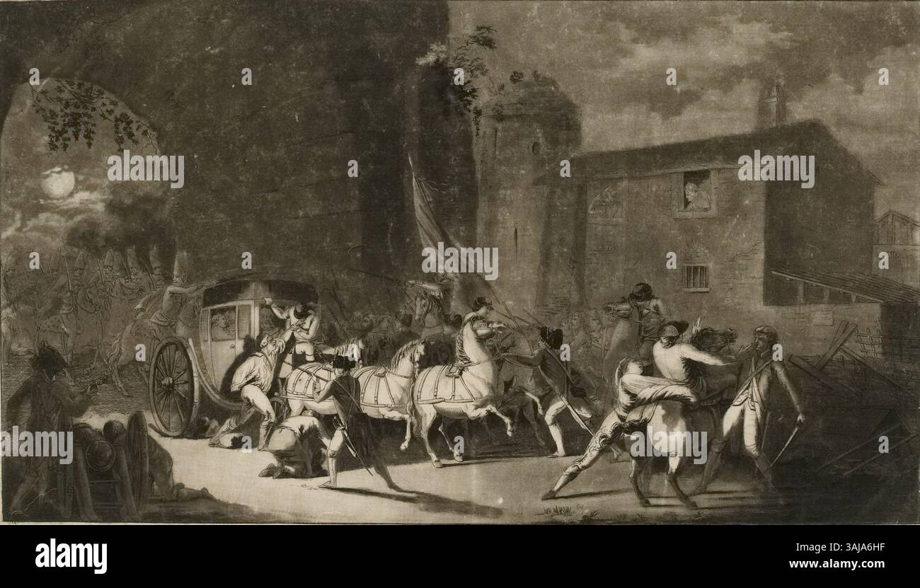 This engraving shows the arrest of King Louis XVI and his family during ...