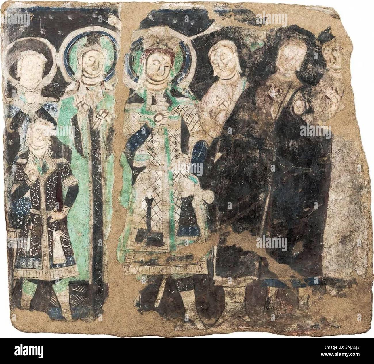 A 6th-7th century painting from Cave 17 in the Kizil Caves depicts the ...