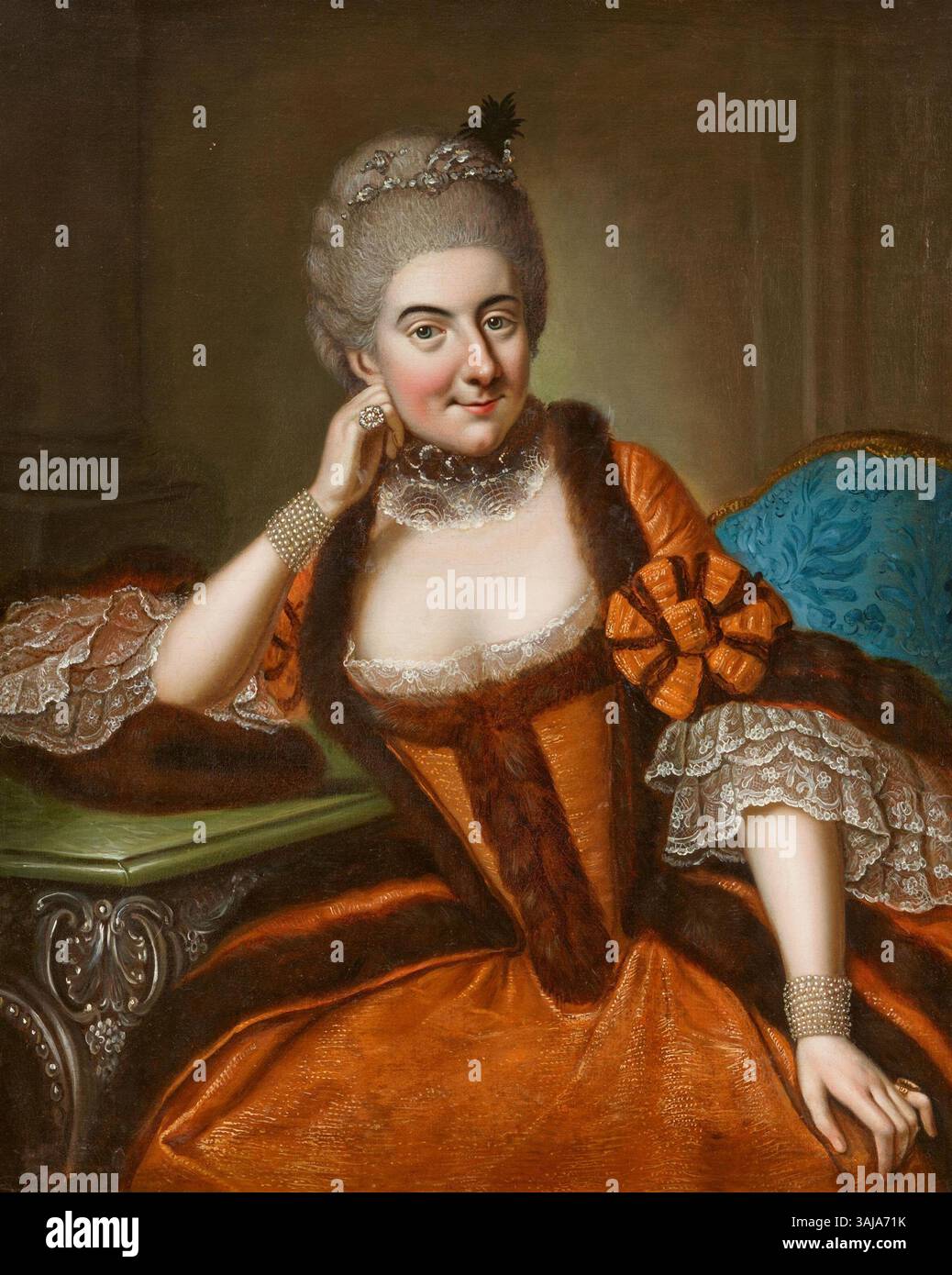 An 18th-century portrait attributed to Anna Rosina de Gasc, depicting ...