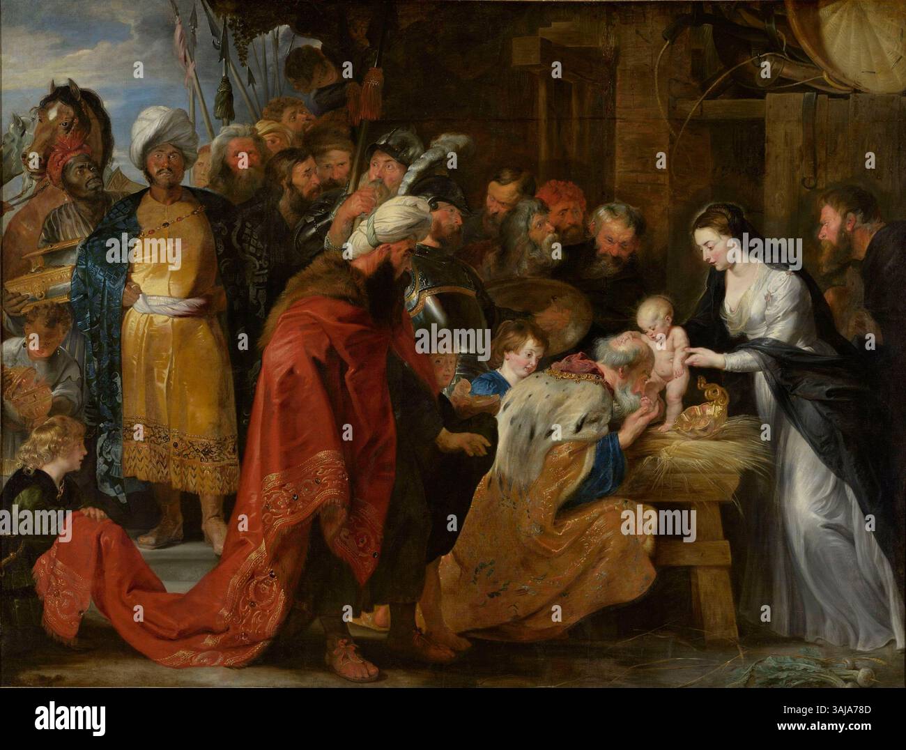 Peter Paul Rubens’ 'The Adoration of the Magi,' painted around 1617-1618, depicts the Biblical ...