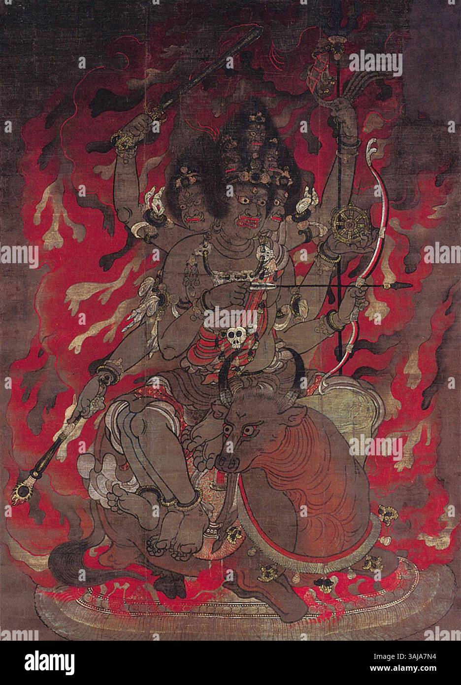 This 1213 painting of Yamantaka, depicting the Five Great Wisdom Kings ...