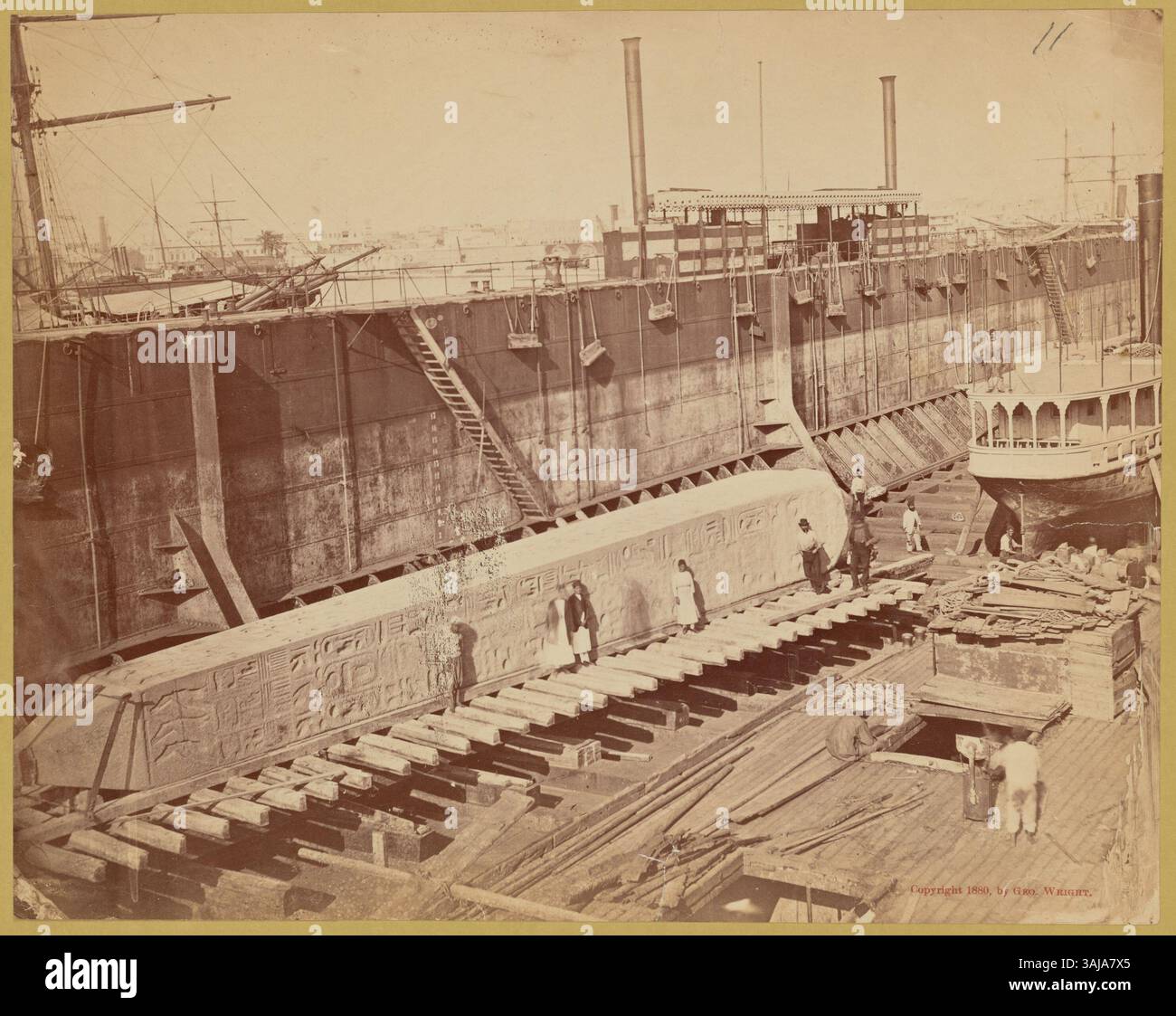 This 1880 photograph shows the obelisk known as 'Cleopatra's Needle' on ...