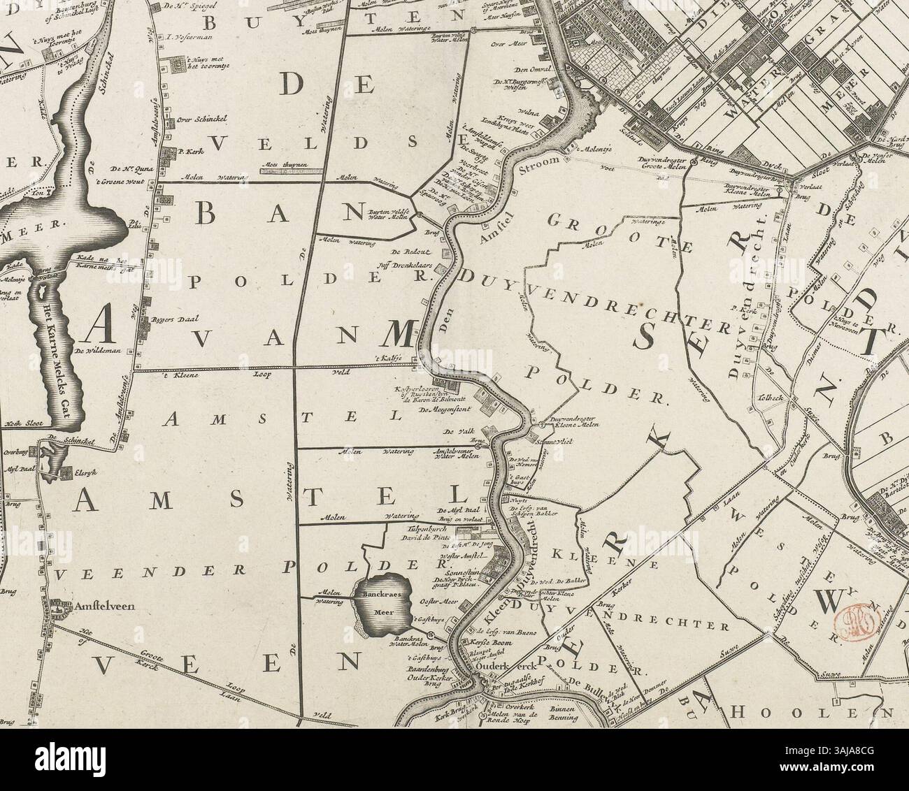 Map of Amsterdam and surrounding areas from circa 1700, created by ...