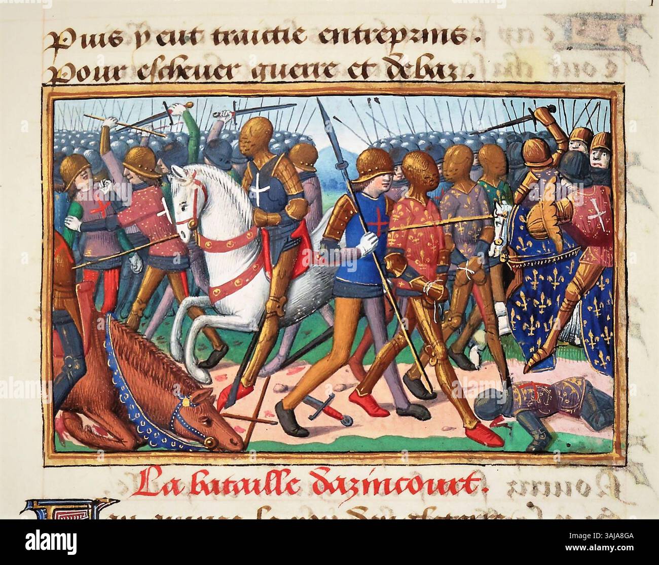 The Battle of Agincourt, depicted in a miniature from 'Vigils of ...