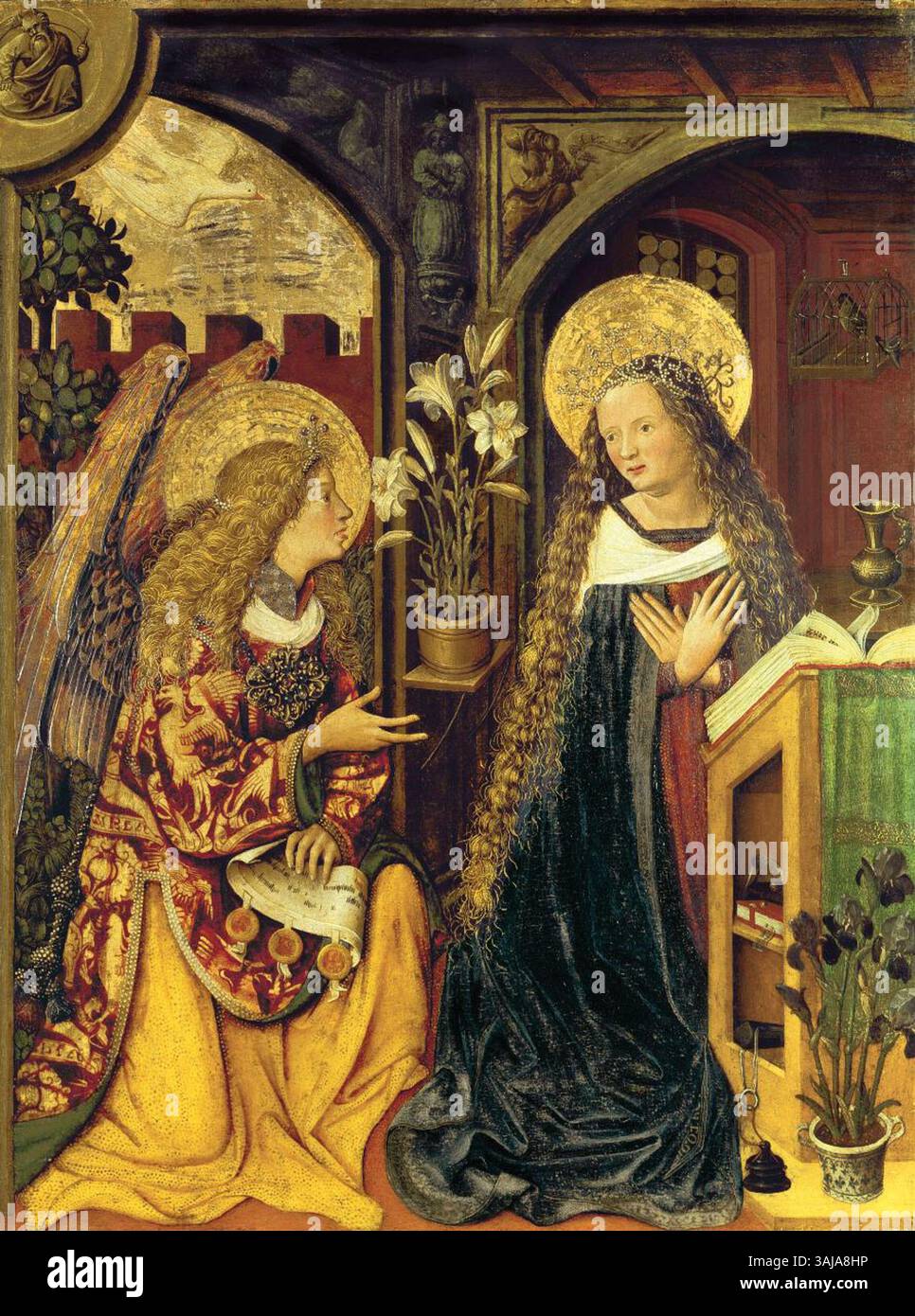 Annunciation to Mary, painted around 1500 by the Master of the Munich ...