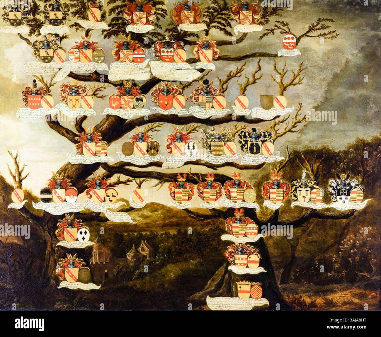 This 1670 painting depicts the family tree of the Van Sypesteyn family ...