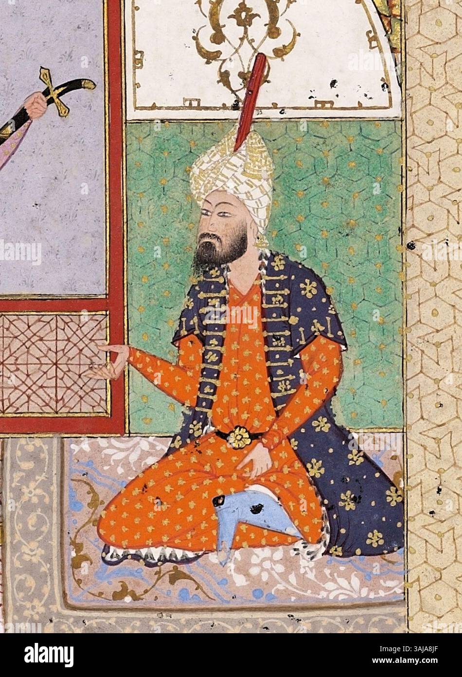This 1552 folio from the 'Majalis al-ushshaq' depicts Sultan Husayn Bayqara and Kamal al-Din ...