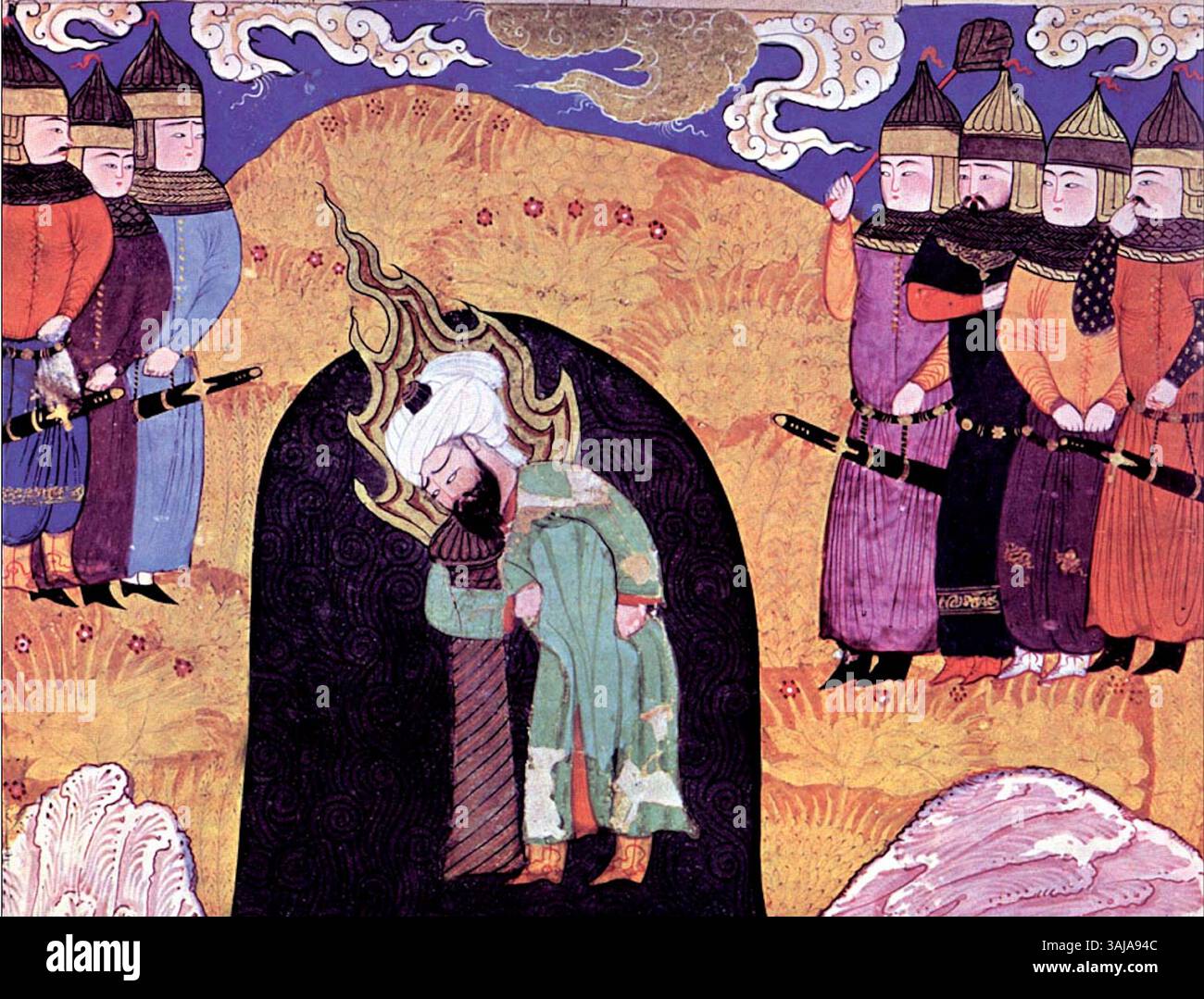 This 15th-century painting from the Khavar Nama depicts Hazrat Ali ...