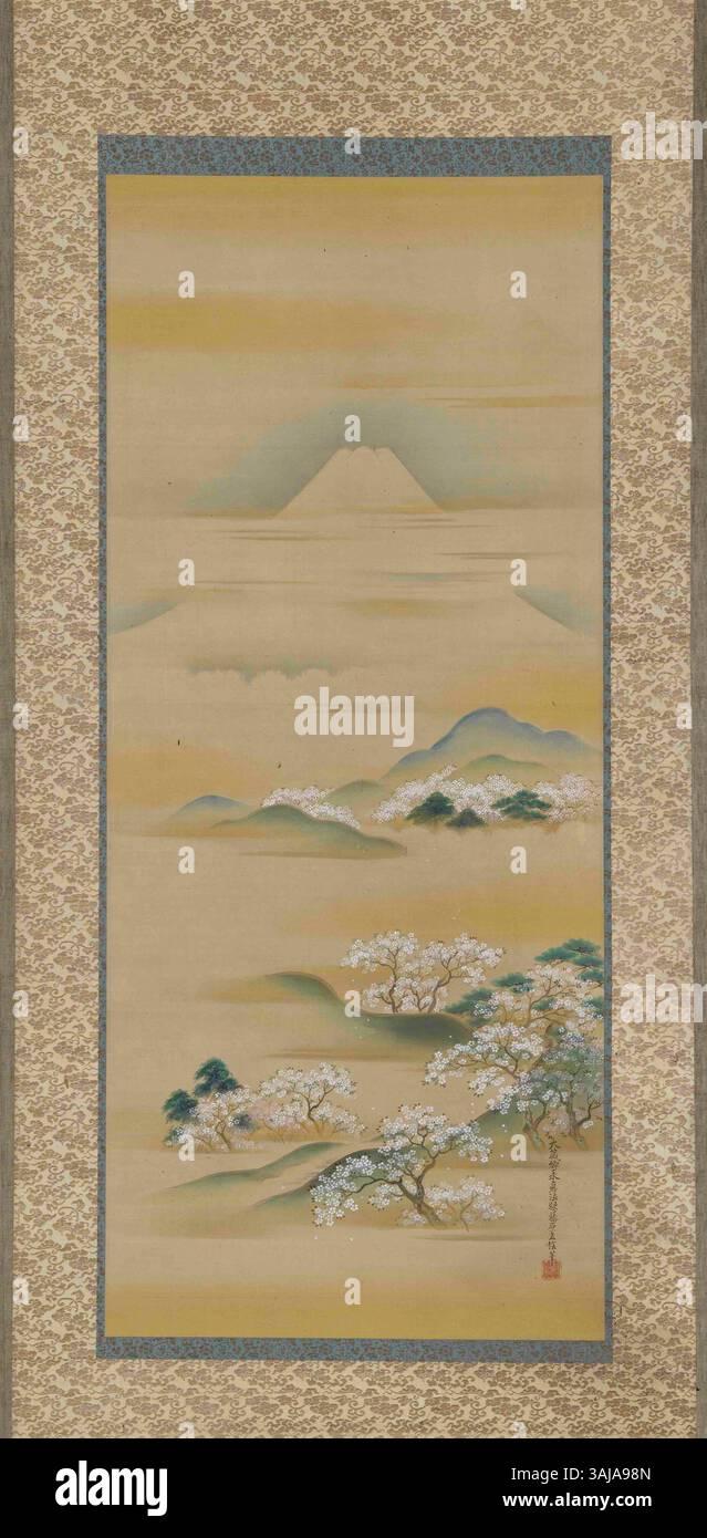 Kanô Eitoku Tachinobu's 1862 silk painting, 'Mont Fuji au printemps ...
