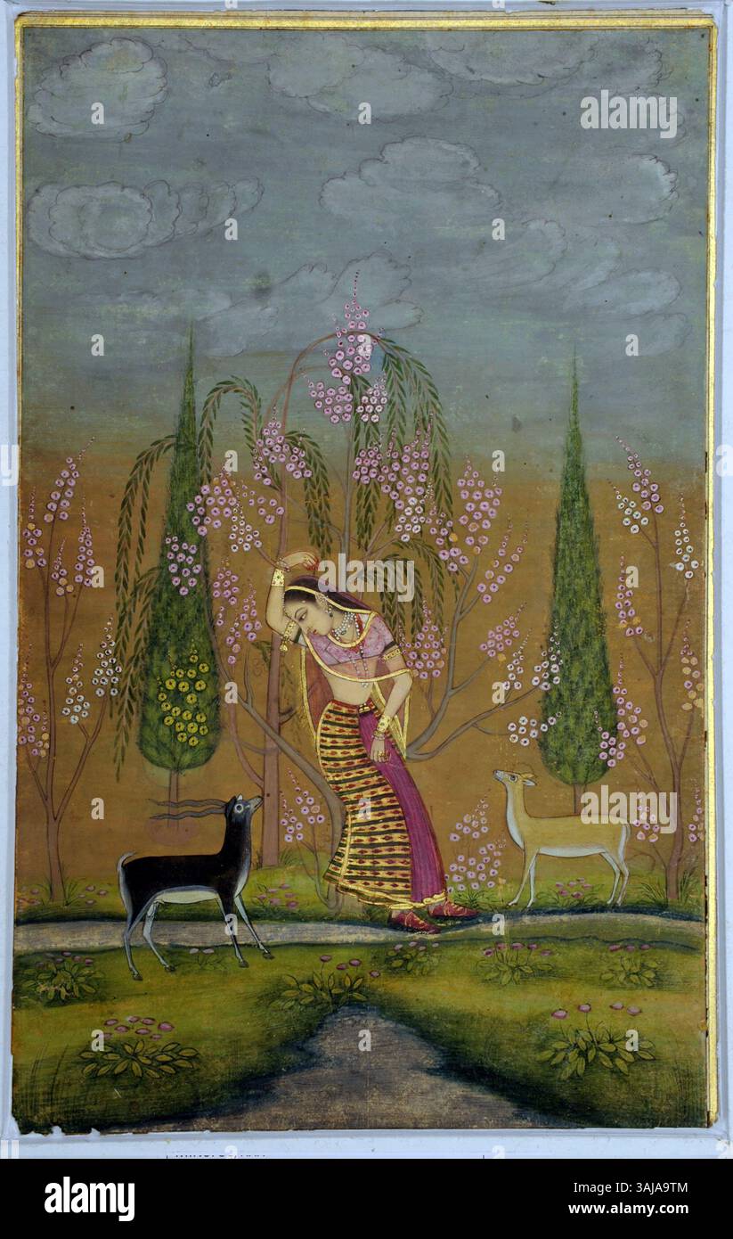 The 'Todi Ragini' is a 18th-century Mughal painting, attributed to an ...