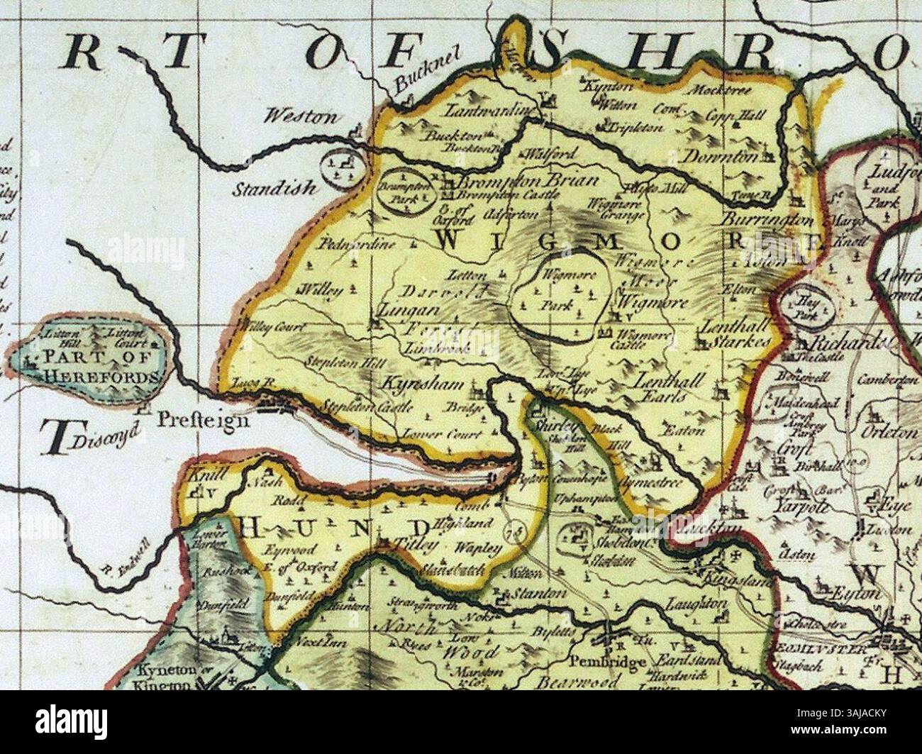 The 1755 map by Emanuel Bowen includes the Wigmore Hundred in ...