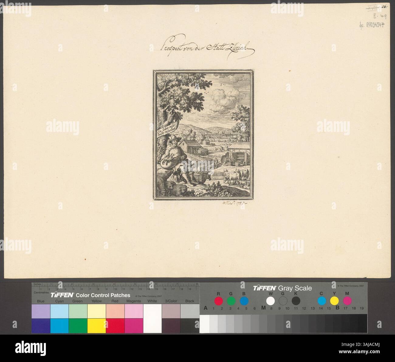 An anonymous etching from around 1725 showing a male figure with a ...