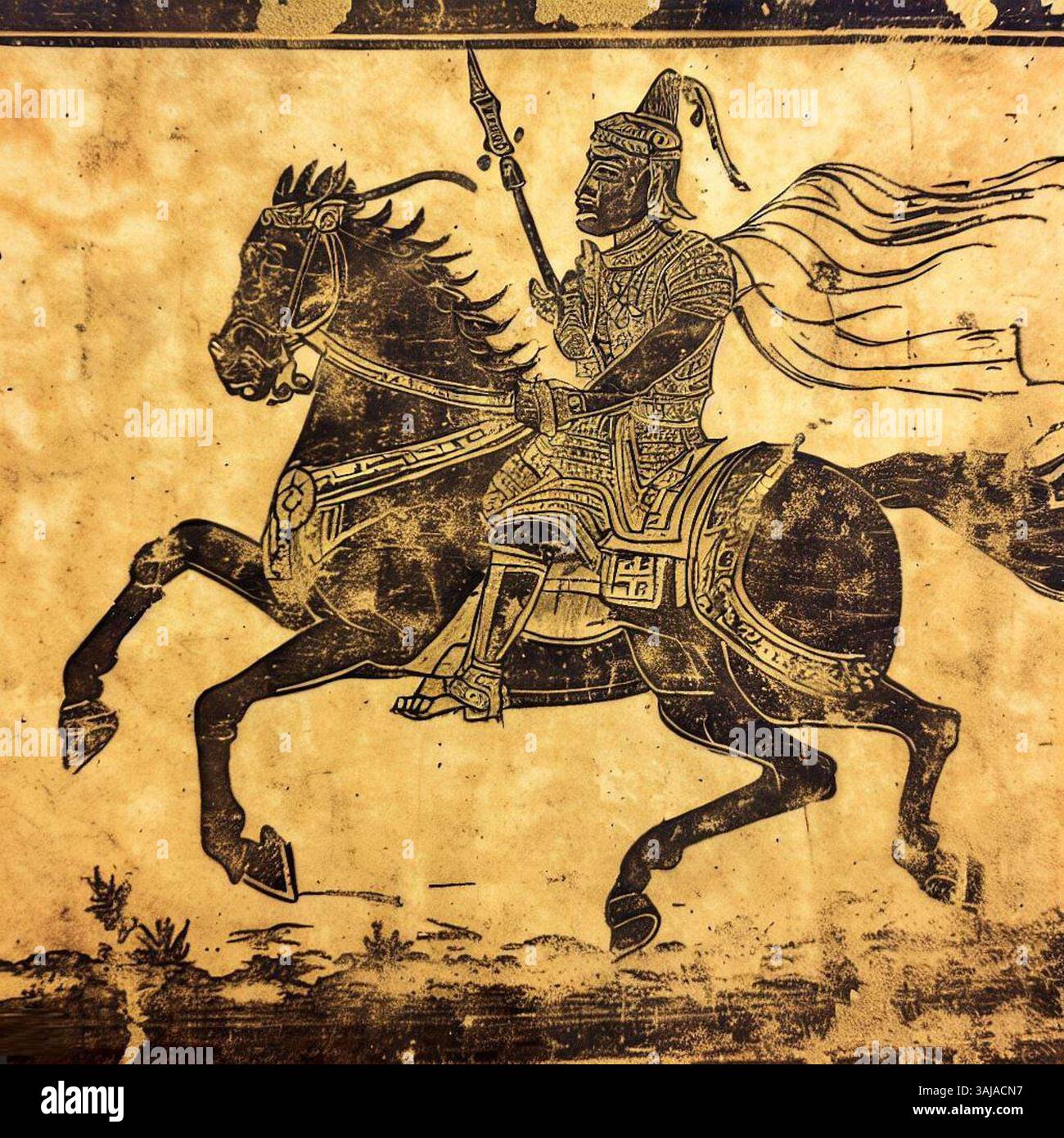 The painting 'Arabian Knight on Horseback' from circa 1550 depicts a ...