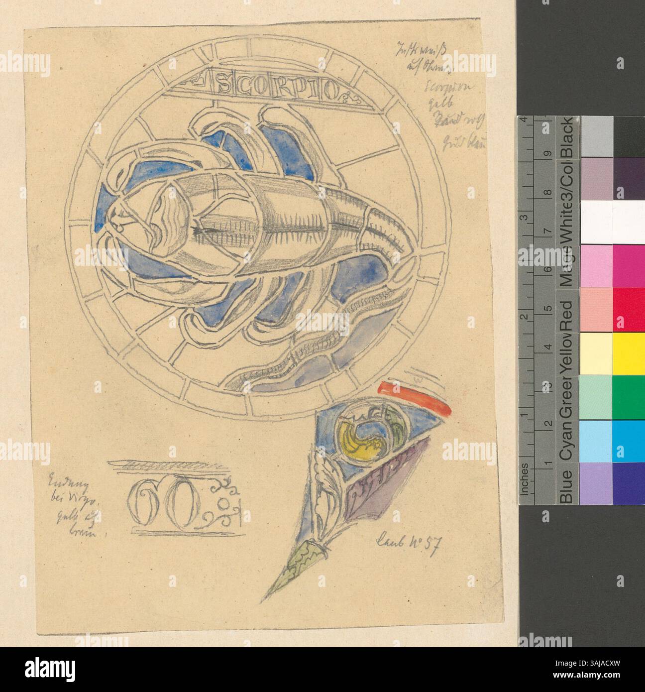 This piece by Johann Rudolf Rahn showcases a medallion of the zodiac ...