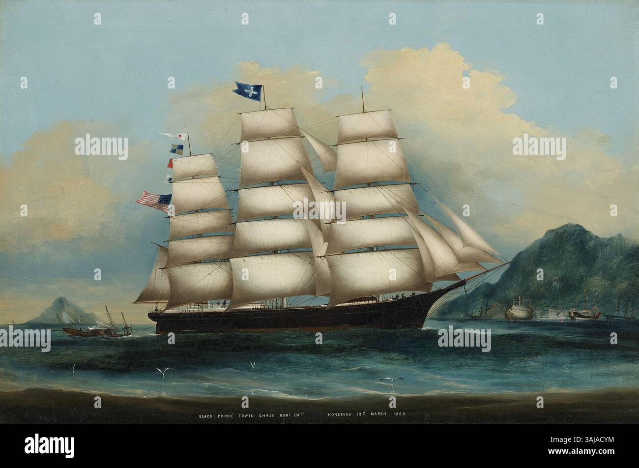 The Clipper Ship 'Black Prince,' launched in 1856, is depicted in this ...
