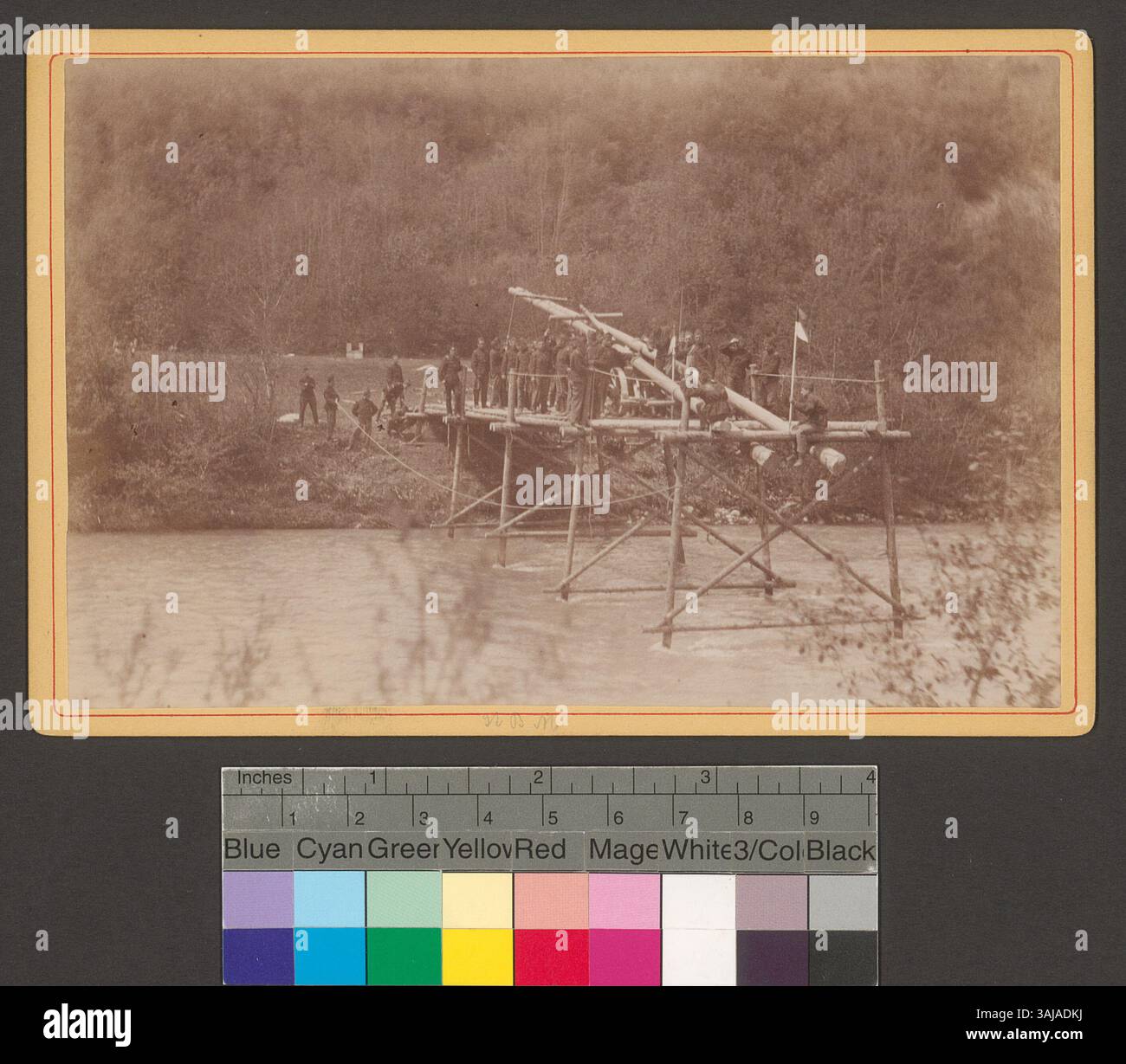 An 1887 photograph of soldiers sitting near the Pionierbrücke (Pioneer ...