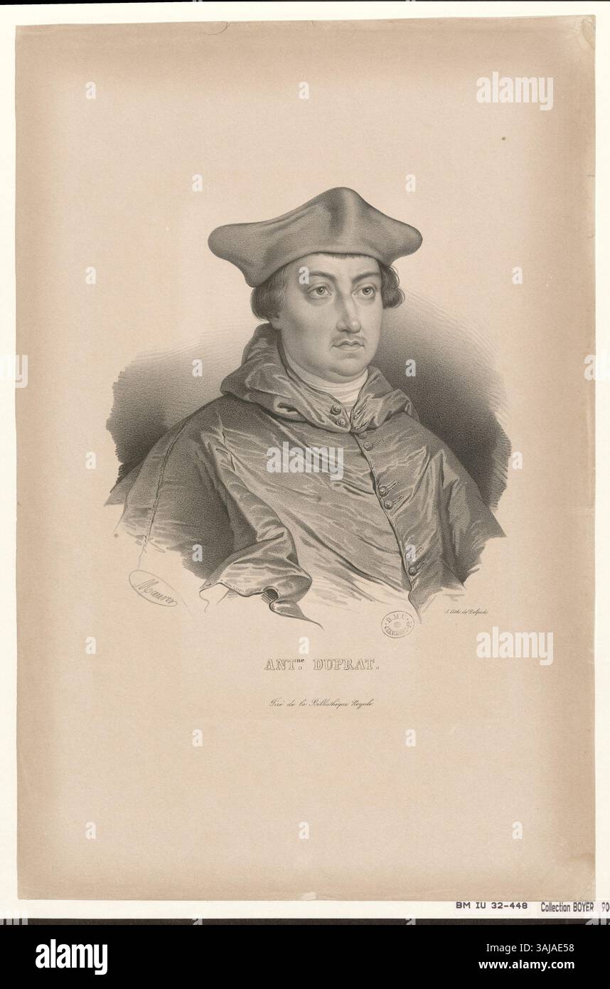 A lithograph from the Boyer collection depicting Antoine Duprat, drawn ...