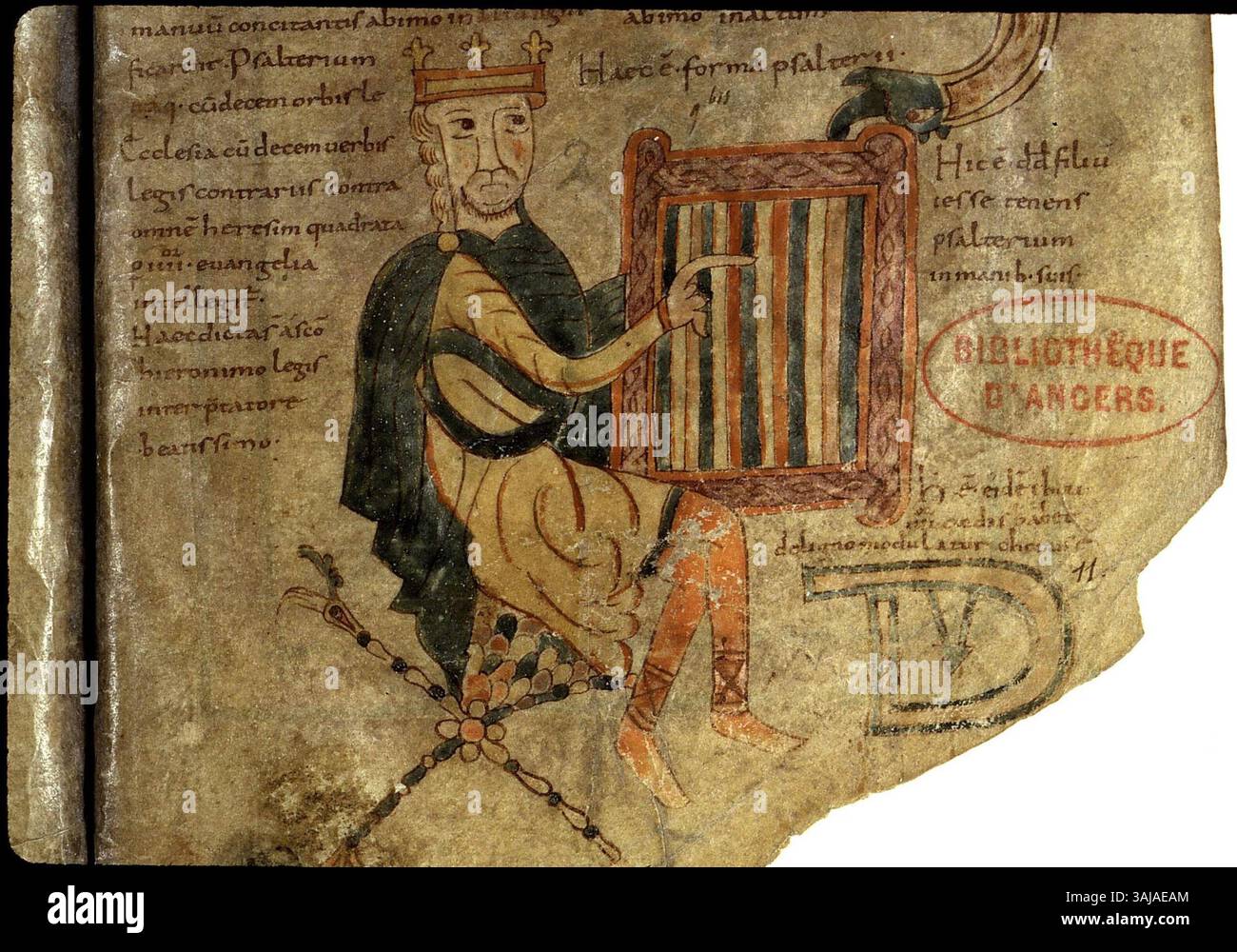 A page from the Benedictine Psalter, dating between 842 and 850 ...