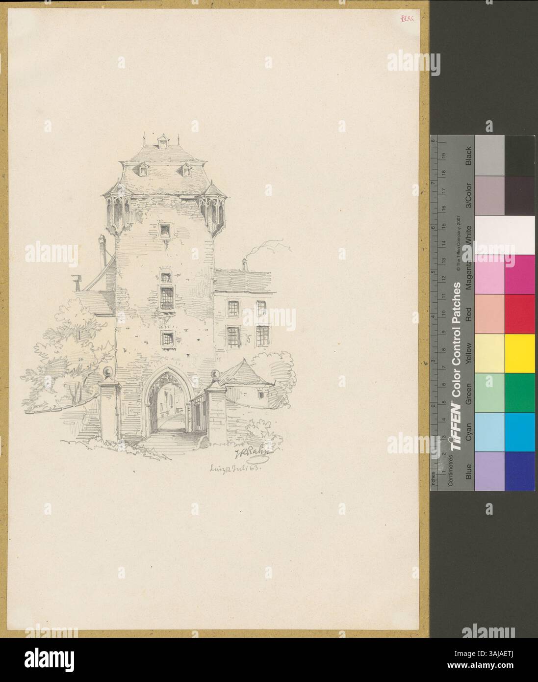 This 1863 image by Johann Rudolf Rahn depicts the city of Linz, Austria ...