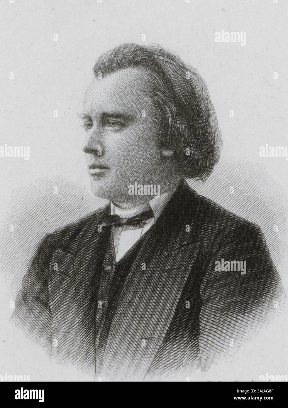 This 1860 steel engraving portrait of Johannes Brahms, created by ...