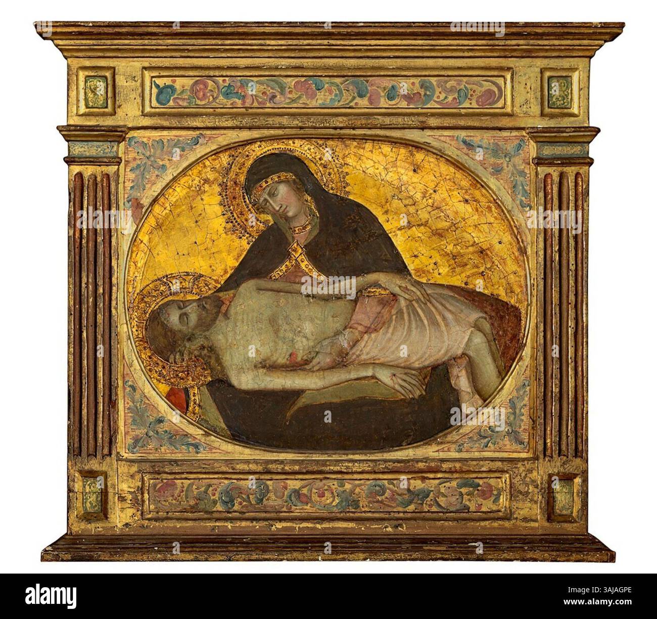 This Pietà painting, created between 1375 and 1400 by an anonymous artist, represents the Virgin ...