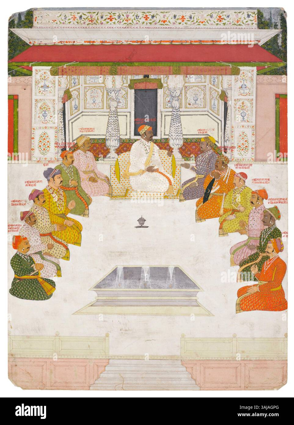 This 1760 gouache painting depicts the rulers of Amer and Jaipur in ...