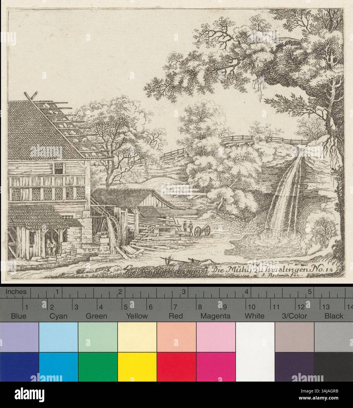 This print depicts the mill at Weislingen, created between 1770 and ...